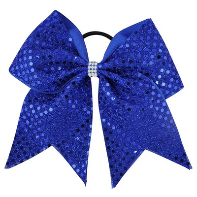 12Pcs 7 Inches Sequin Cheerleading Bows Sets Woman Large Bow