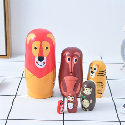 6 Layers Russian Nesting Dolls Matryoshka Wooden Dolls Fox H