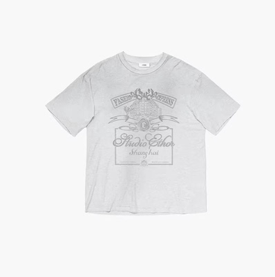 ETHOR 26SS春夏新款复古武康大楼印花做旧短袖T恤 Rainbow集合店