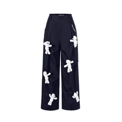 13DEMARZO 25秋冬多玩偶褶皱休闲裤直筒工装裤子 Rainbow集合店