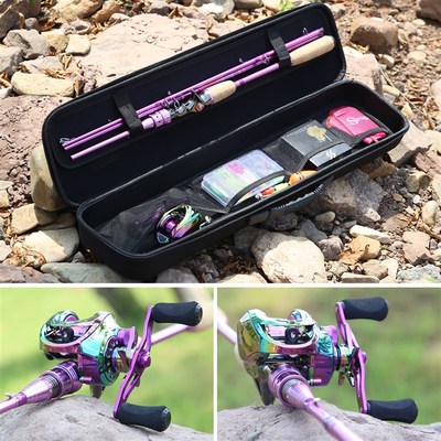 Sougayilang Fishing Rod and Reel Set 4 Section Carbon Rod Ba