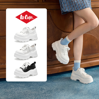 Lee Cooper厚底小白鞋女2026新款春季增高百搭女鞋时尚轻便休闲鞋