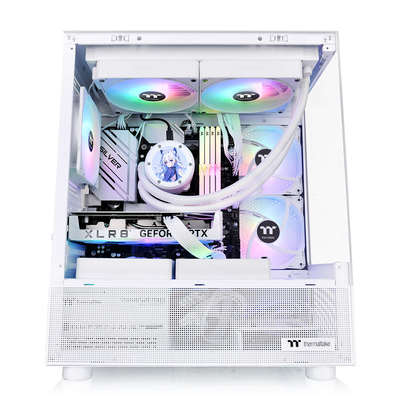 TT 钢影透S240 海景房mini电脑机箱台式主机m-atx白色240水冷侧透