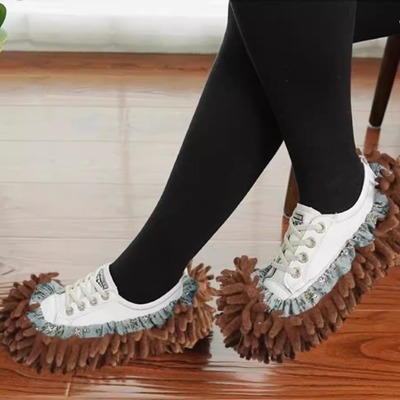 加厚可拆洗清洁懒人鞋套家用木地板包趾擦地拖鞋保暖静音抹布拖地