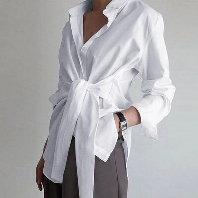 Slim Button White Shirt Women Fashion Tops Office Lady Shirt
