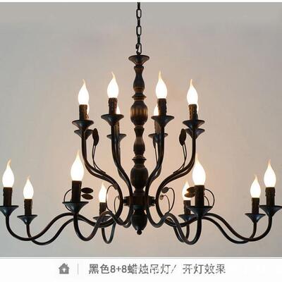 灯蜡TB-54202美式乡客厅村灯欧式铁艺吊灯卧室灯酒店民宿烛餐厅卧