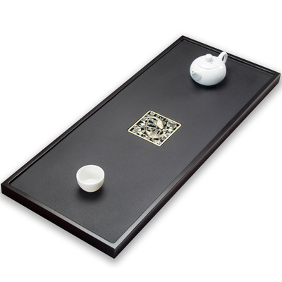 乌金石茶盘大号家用石头茶台小号排水石材茶海简约黑金石茶具茶盘