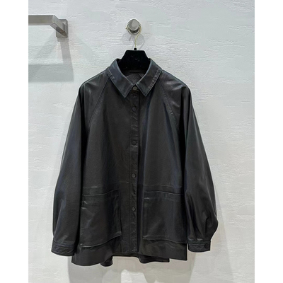 全植鞣真皮高档绵羊皮中长款宽松显瘦大码阔版风衣外套B1686