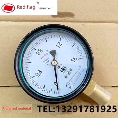 红旗标准压力表Y-100高精度1.0级水压力表空气压力表0-1.6Mpa真空