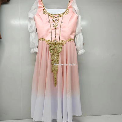 天鹅湖一幕三人舞变奏芭蕾舞裙渐变粉色演出长裙成人儿童定制舞裙