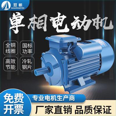 单相电机220V小型两相0.75/1.1/1.5/2.2/3/4KW全铜异步电动机马达