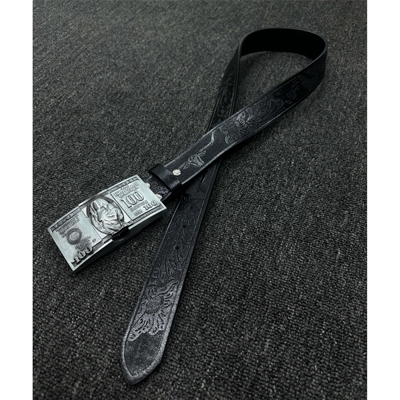 SFSN美式嘻哈朋克亚文化男女潮流装饰腰带美元钞扣雕花皮带百搭