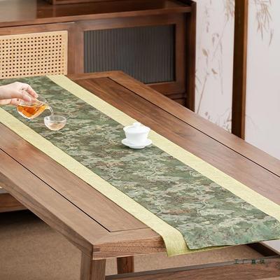 复古防水仿云纱茶席双面中式禅意茶桌旗茶垫布轻奢茶台茶几布桌布