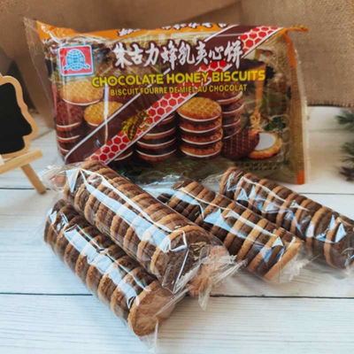 8090后经典怀旧零食广东江门老牌子华声朱古力蜂乳夹心饼干早餐饼