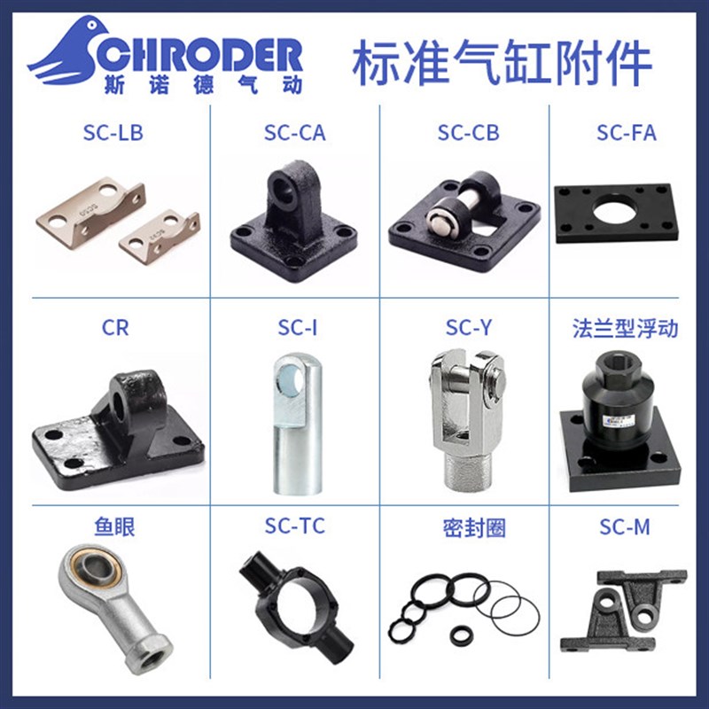 SC标准气缸附件大全连接件配件CA/CB/FA/I/Y/LB底座法兰鱼眼接头