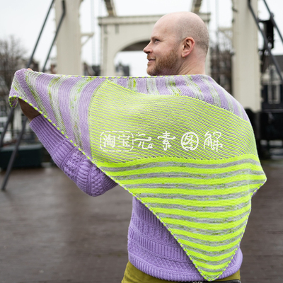 [英文]Stripeometry shawl图解 提花披肩围巾衣编织图解教程