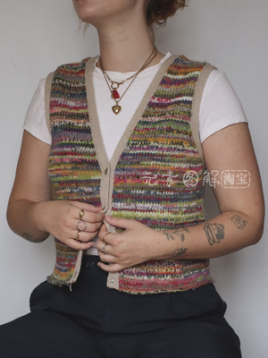 [英文]Cool Stitches Vest图解 女士V领开衫背心编织图解教程