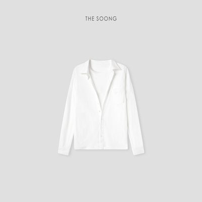 THESOONG/云朵廓形 40s纯棉超轻薄单纱平纹肌理假两件衬衫外套