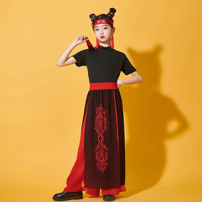 儿童芒种古典扇子舞蹈演出服雪龙吟中国风男女童国潮广场舞套装