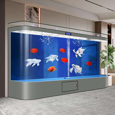 超大型公司LUE缸5高端落地式靠墙客厅鱼202新款热弯玻璃免缸换水