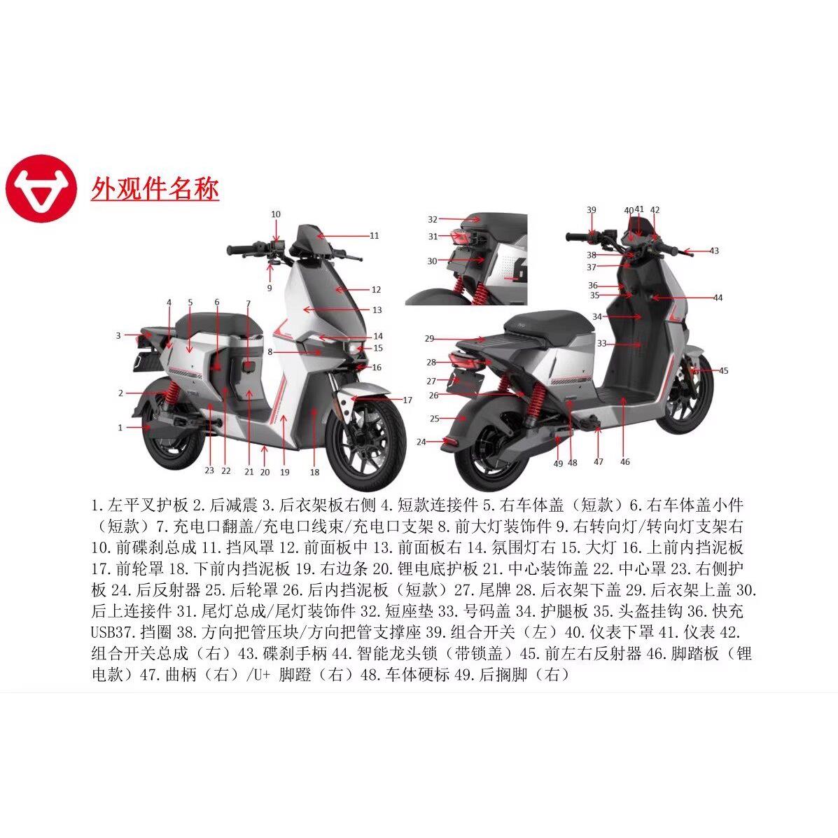 小牛新款F400T电动车外壳车壳前挡泥板前面板烤漆件正品原厂配件