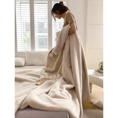 Alex Ferret长毛绒毯冬季加厚披肩沙发毯纯色休闲单人毯午餐休息