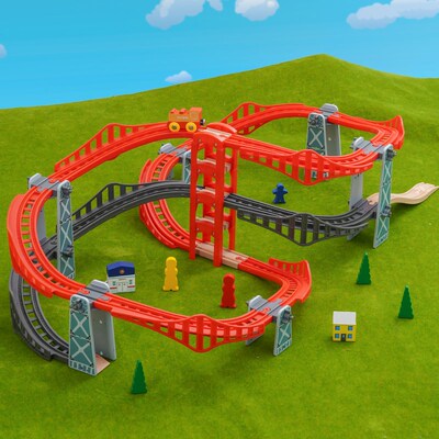 木质轨道环形套装火车玩具拼装积木轨道场景玩具益智兼容BRIO