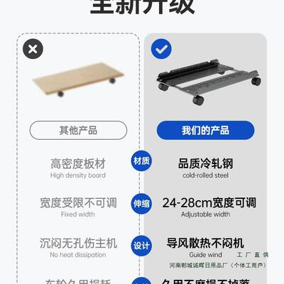 电IJV底脑托主机架可移动带滑轮箱座置物架家用办公室台式机主机
