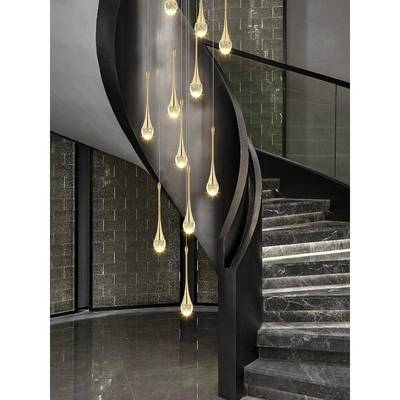 XAW楼梯灯别复式楼客厅大吊楼灯梯间墅旋转轻奢led梯水晶灯楼长吊