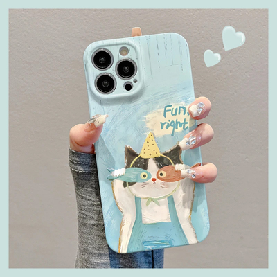 油画眼镜猫咪新款适用苹果16pro手机壳iphone14max13小米15华为mate70nova11k60vivox200荣耀100Reno12Magic6