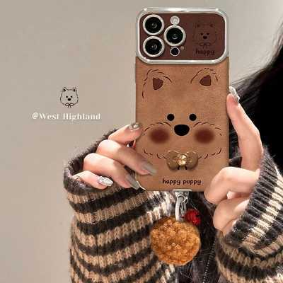 西高地小狗大视窗小羊皮适用苹果16pro手机壳iPhone15max小米14华为mate70荣耀200/90x100p60nova13reno12s18