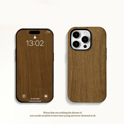 深色木纹菲林二合一适用苹果17Pro手机壳iPhone16max华为mate70p60K80小米15荣耀200iQOO13OPPOReno12nova11