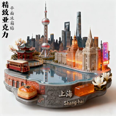 上海外滩东方明珠外滩亚雷平面冰箱贴旅游纪念品城市地标伴手礼