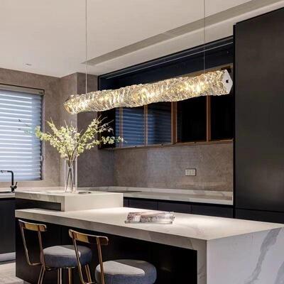 轻奢餐厅水晶吊术灯艺现简约饭厅餐桌台长条奢TRE代华设计吧师款