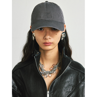 antenna effect新款水洗做旧加深复古纯色鸭舌帽