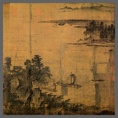 宋 李唐 江山小景图 宋元山水画 高清微喷复刻 临摹居家客厅挂画