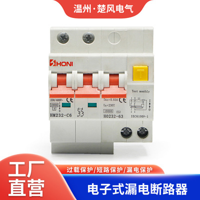 HONI厂家2P63A电子式漏电断路器10KA高分断HO232-63 RCBO跨境货源
