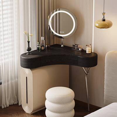 梦角鹿拐角三Pri3QfRF实梳妆台收落纳一体角转角小户型卧室木家用