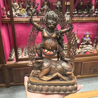 阎魔敌/却甲/地狱主/俱誓法王/阎罗王/阎魔护法/曲杰23cm紫铜佛像