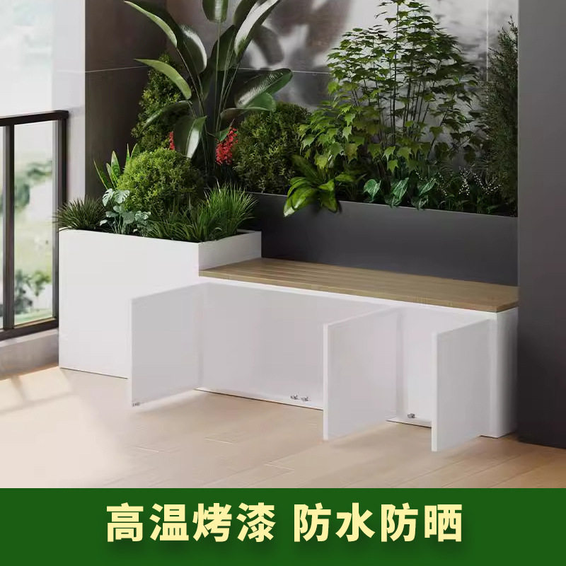 户外园林不锈钢花箱组合花架树箱花坛铁艺圆筒花槽市政售楼部花钵