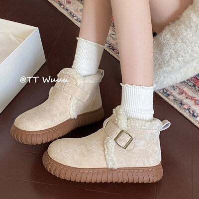TTWuuu可爱加绒厚底雪地靴女2024冬季新款外穿防滑加厚保暖棉鞋子
