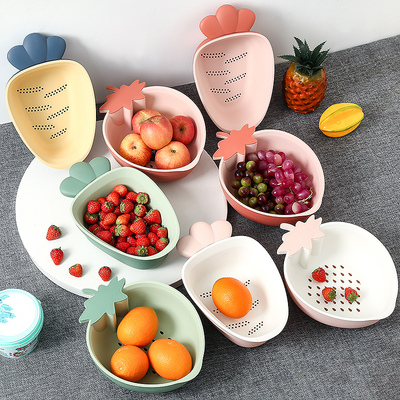 速发双篮可爱沥水篮水果盘果菜盆洗菜层厨房家用客厅果篮洗水洗菜