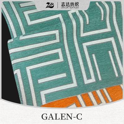 色织雪尼绒中式提花-沙发抱案枕装饰料工CNI字纹图GALEN面C