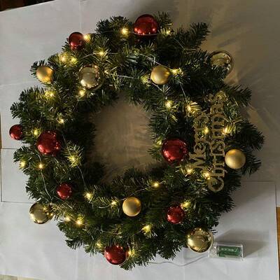 加密加厚双层圣诞花环020-6cm装饰圣诞花环品仿真环圣花57诞树配