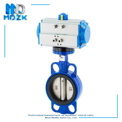 MDZK-AT-D671X-16Q气动软密封对夹式衬胶球墨板蝶阀