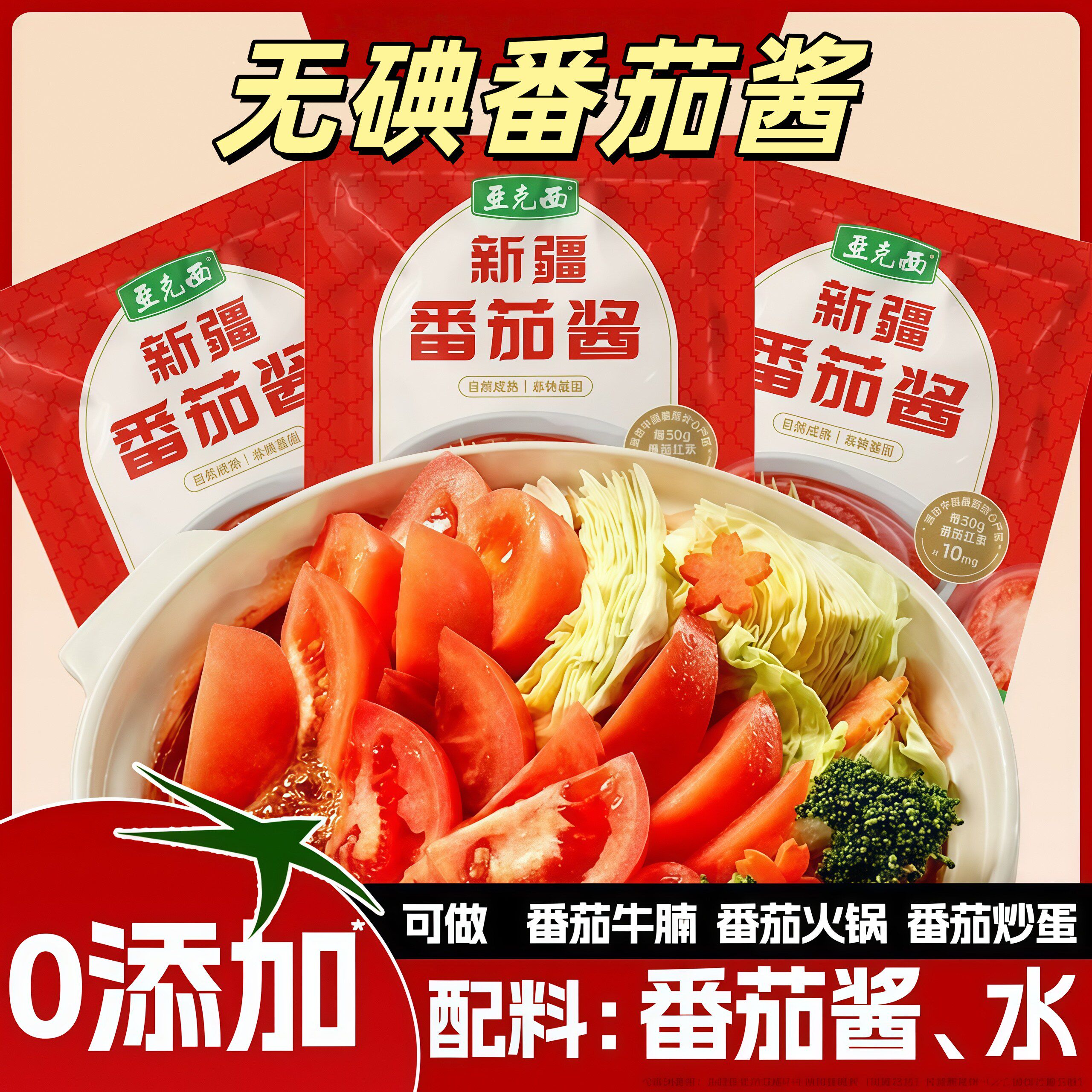 无碘番茄酱300g家用儿童宝宝家用小包装30袋装商用批发日期新鲜