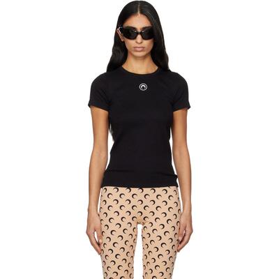 Marine Serre 女士 T恤 黑色 Moon Logo Jersey Baby Fit