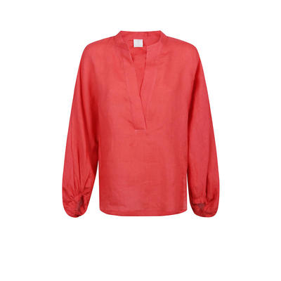 Eleventy 女士 SS24 衬衫 珊瑚红亚麻衬衫