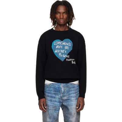 Andersson Bell 男士 毛衣 黑色 Heart Message Crew-Neck