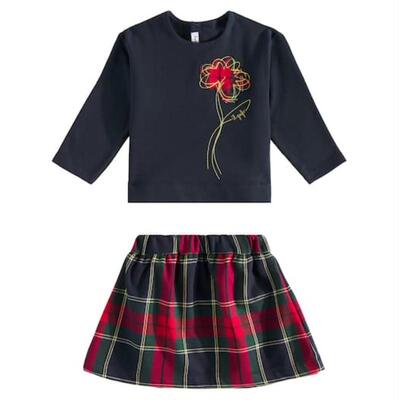 Il Gufo 中性（儿童） 婴儿装 格纹高端裙摆套装童装